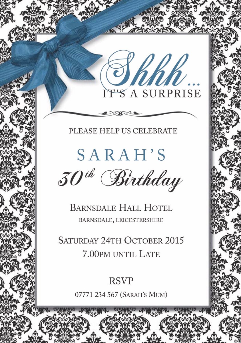 Damask Surprise Invitations Printable