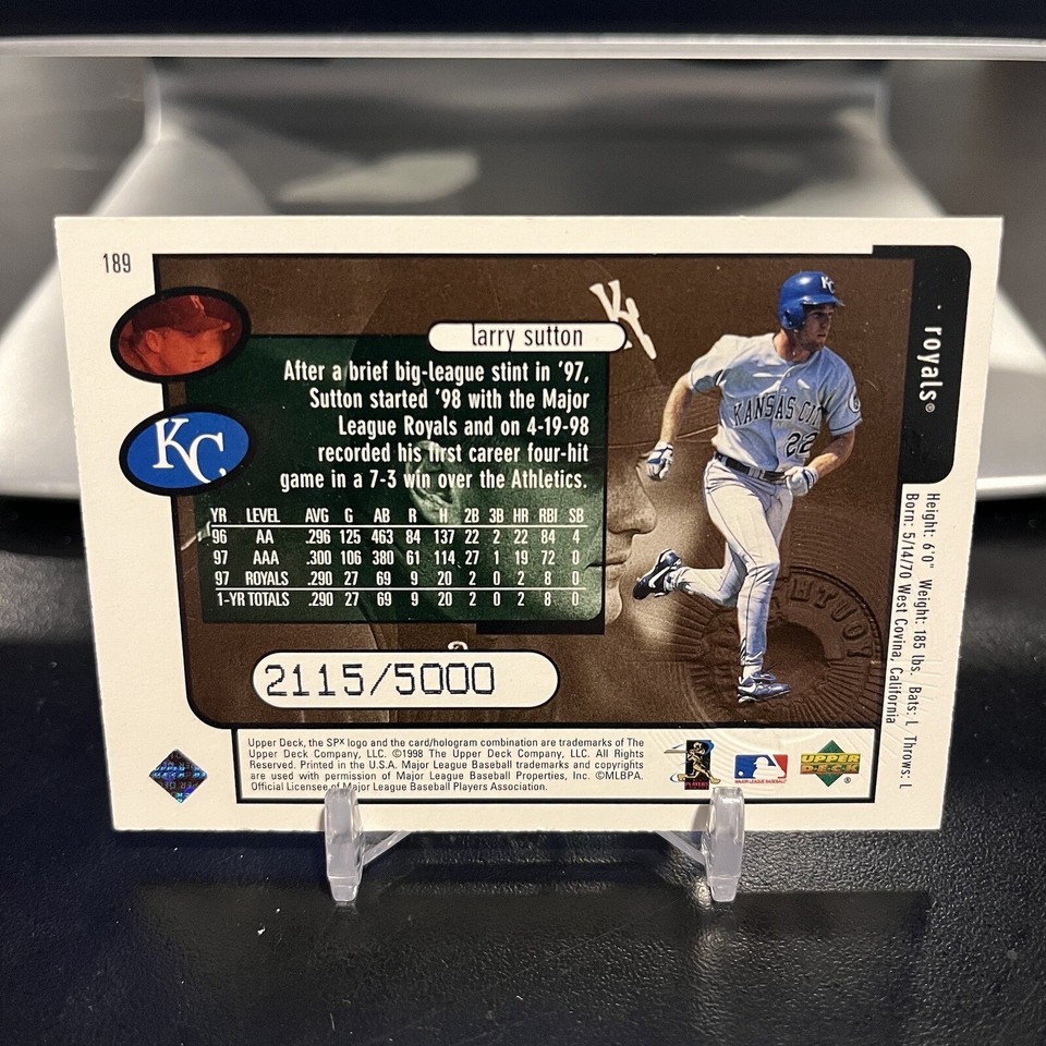 1998 SPx Finite /5000 Larry Sutton #189 Youth Movement Kansas City ...