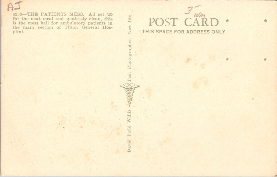 Patients Mess Tilton General Hospital Fort Dix NJ Unposted Postcard D14 ...