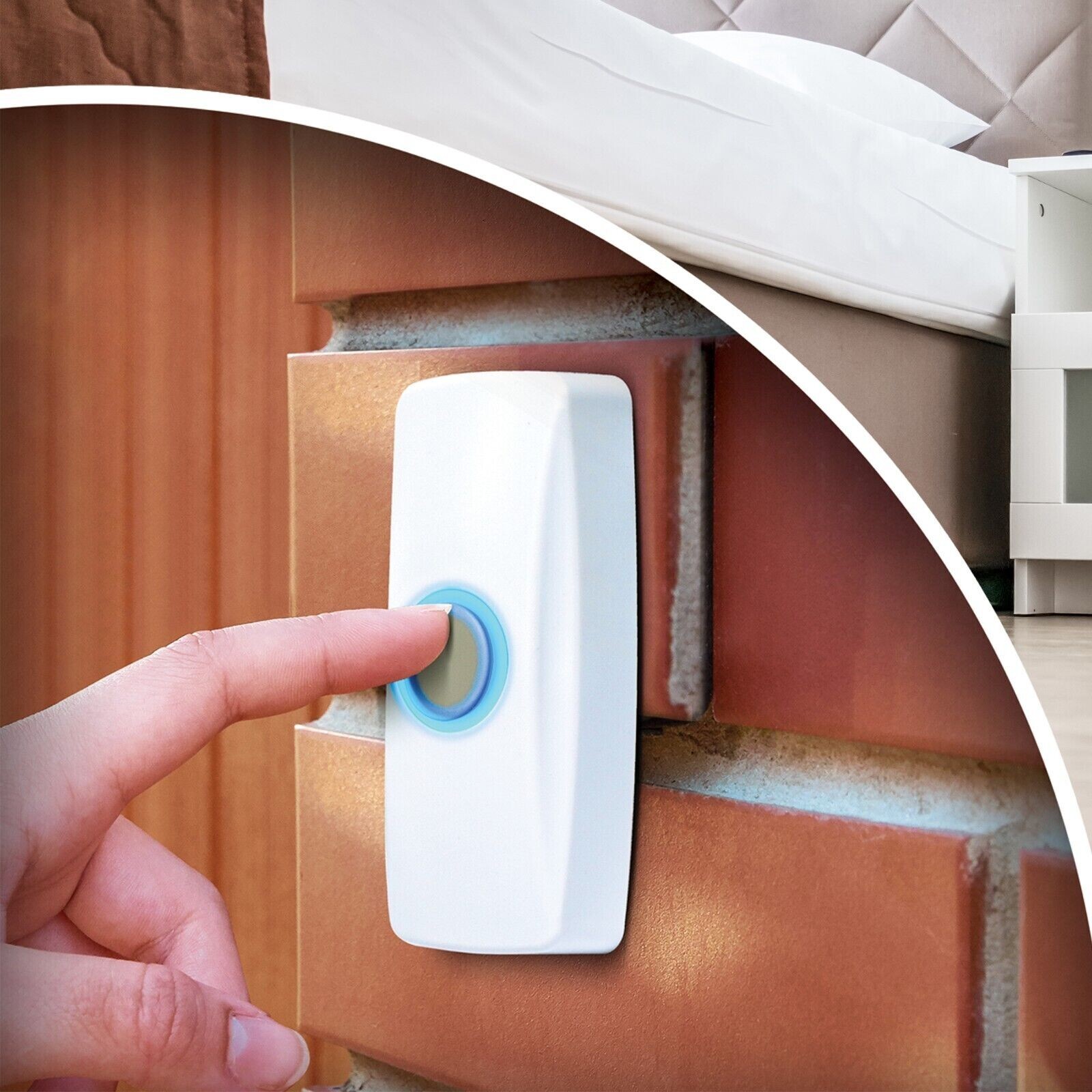 Wireless Door Bell Plug Socket Chime Power 2 Gang Twin Built In ...