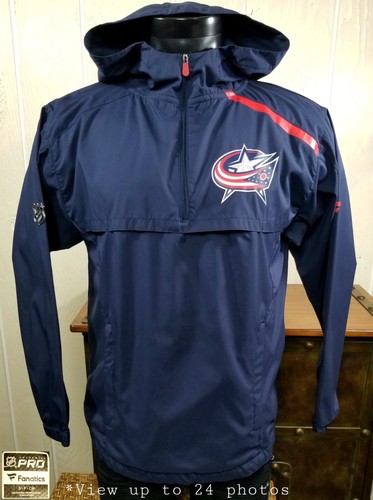 NHL Columbus Blue Jackets Blue Pro Authentic Fanatics Hooded Vent ...