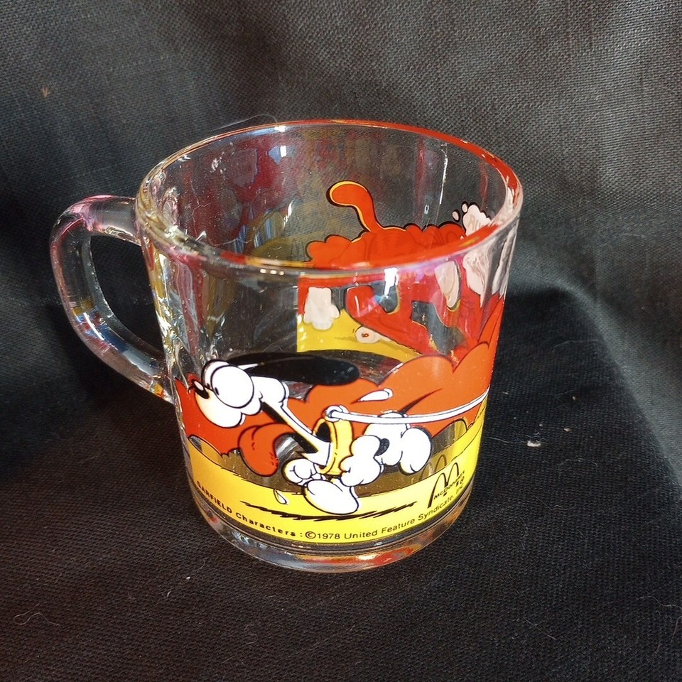 Garfield Odie McDonald's Glass Coffee Mug Cup Vintage 1978 Jim Davis ...