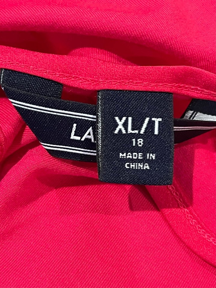 Lands End Dressy Silky Tee Top Womens XL (18) Red Short Sleeves Granny ...