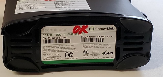 Technicolor C1100T Modem WiFi Router for CenturyLink DSL for sale ...