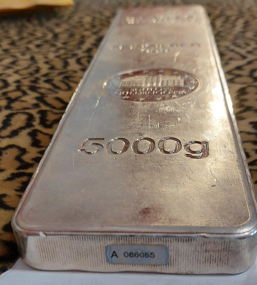 Rare GEIGER EDELMETALLE 5 KILO 5000 Grams 160.77 Oz Huge Silver Bar ...