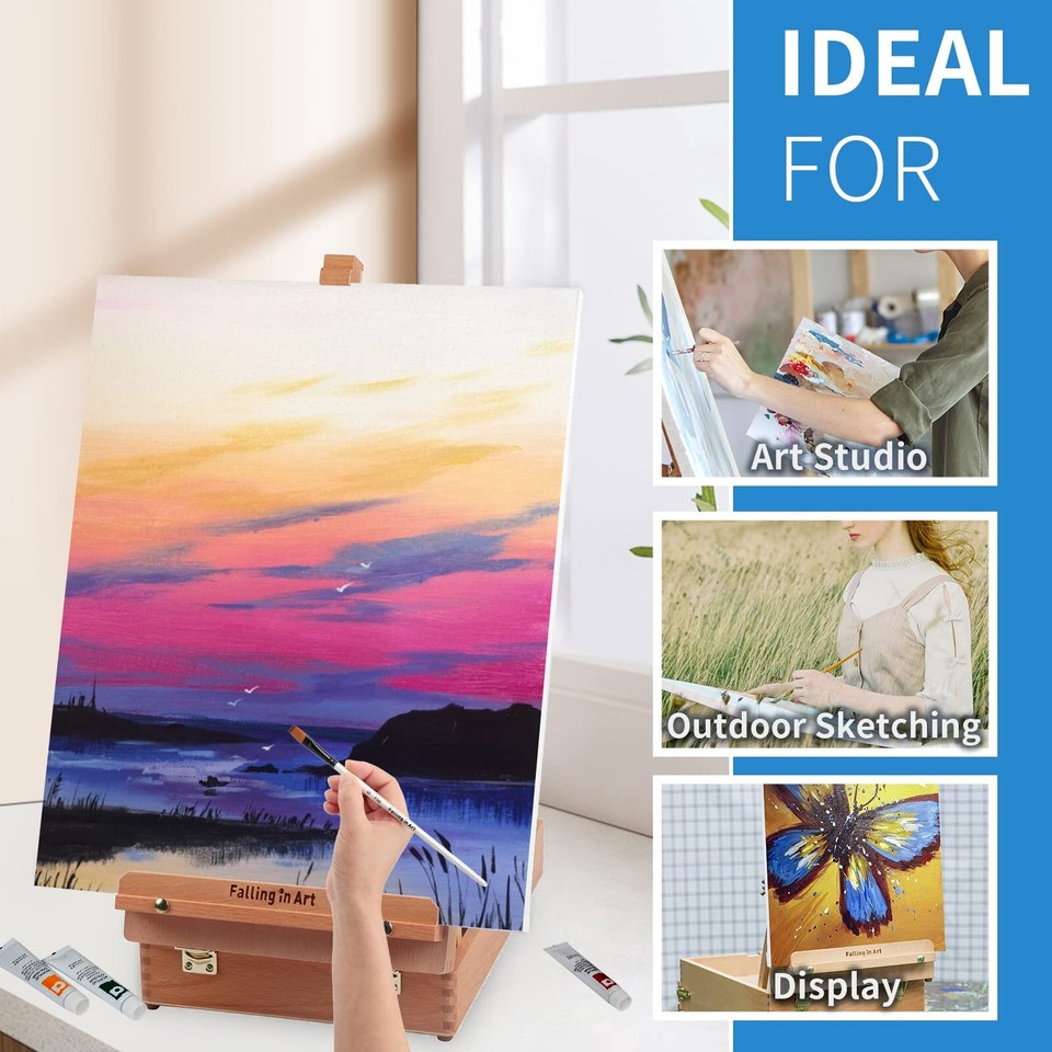 Wooden Tabletop Easel Solid Wood Sketchbox Desktop Easel for Painting ...