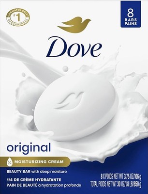 Dove Original Deep Moisturizing Beauty Bar Soap, Unscented, 3.75 oz (8 ...