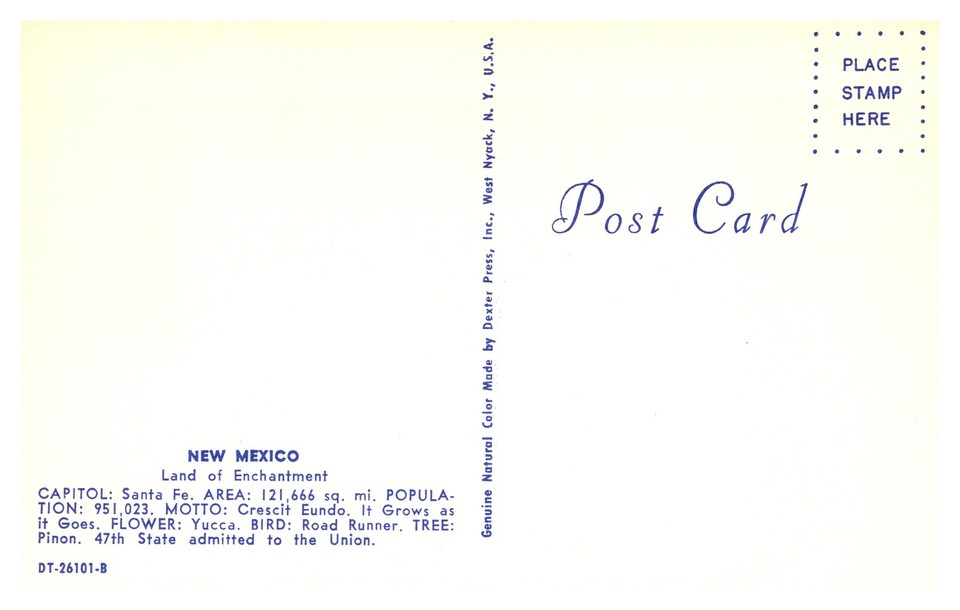 Postcard NM Map - New Mexico Pictoral map with state flower | eBay