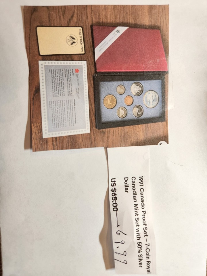1991 Canada Proof Set -7- Coin Royal Canadian Mint Set With 50% Silver ...