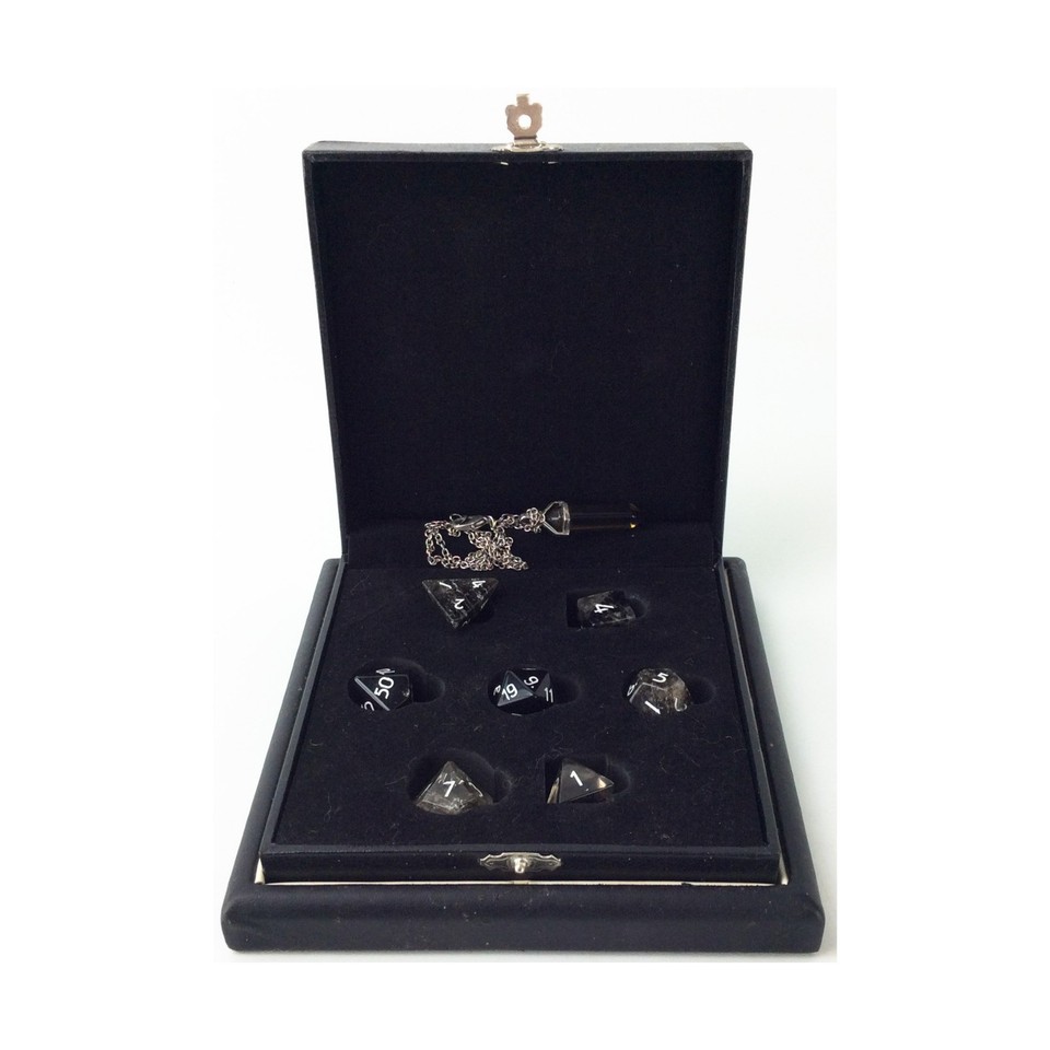 Level Up D Semi Precious Stone Poly Set - Smoky Quartz w/White (7) + P ...