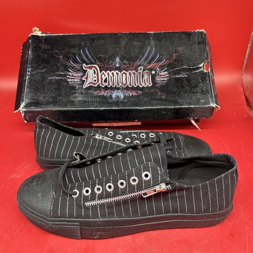 Demonia Deviant 06 Zipper Sneakers Mens 10 Wmns 12 Black Silver Low Top ...