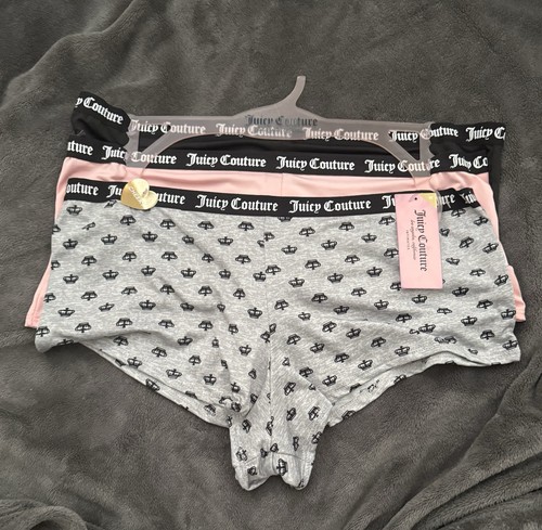 3 JUICY COUTURE JC9695 3PKW PLUS SIZE LOGO WAIST CHEEKY MF BOYSHORT PANTIES 1X | eBay