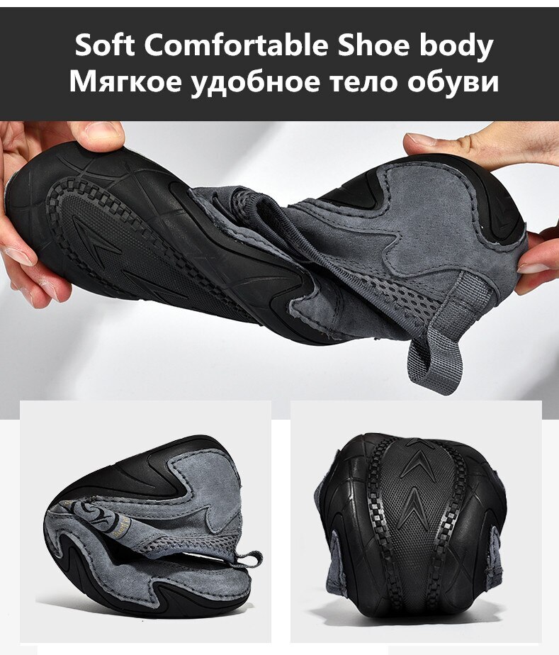 Genuine Leather Men's Casual Shoes Waterproof Sneakers Non-slip Driving ...