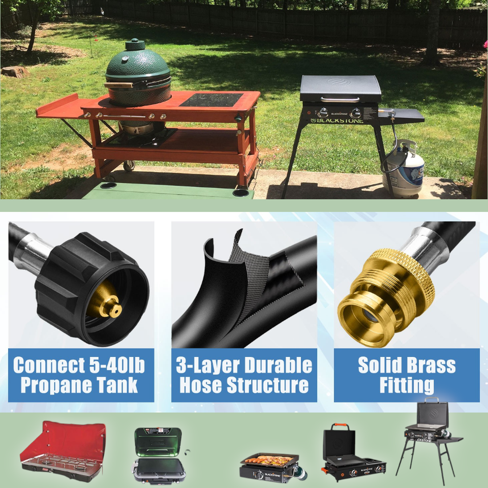4FT Propane Hose Adapter 1lb to 20lb Tank for Weber Q Grills Coleman ...