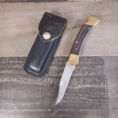 Vintage BUCK Workman 110 V Folding Pocket Knife w/ Leather Case Sheath ...