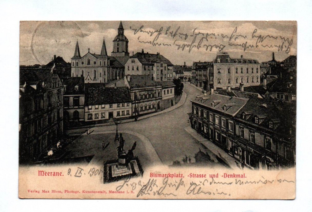 At Meerane Saxony Bismarckplatz Street and Monument | eBay