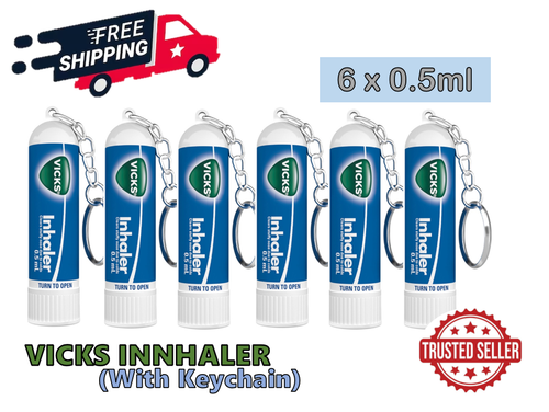 6PCS x 0.5ml Vicks Keychain Inhaler Relief For Cold Nasal Allergy ...