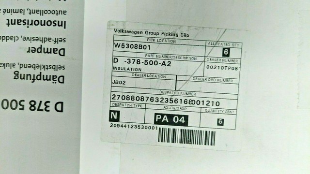 Genuine Audi Sound Absorber D378500A2 for sale online | eBay