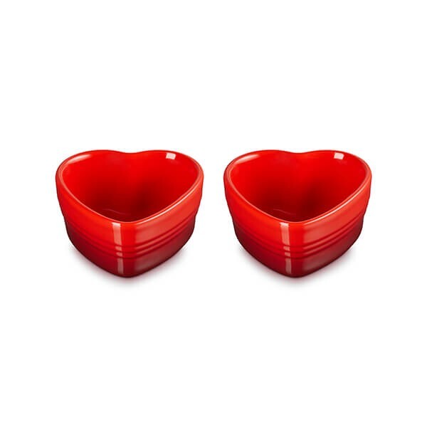 Le Creuset L'Amour Heart Collection Cerise Set of 2 Heart Ramekins | eBay