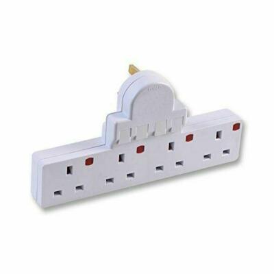 2x 4 Gang Plug Socket Individual Switched 13A UK Mains Adapter Adaptor ...