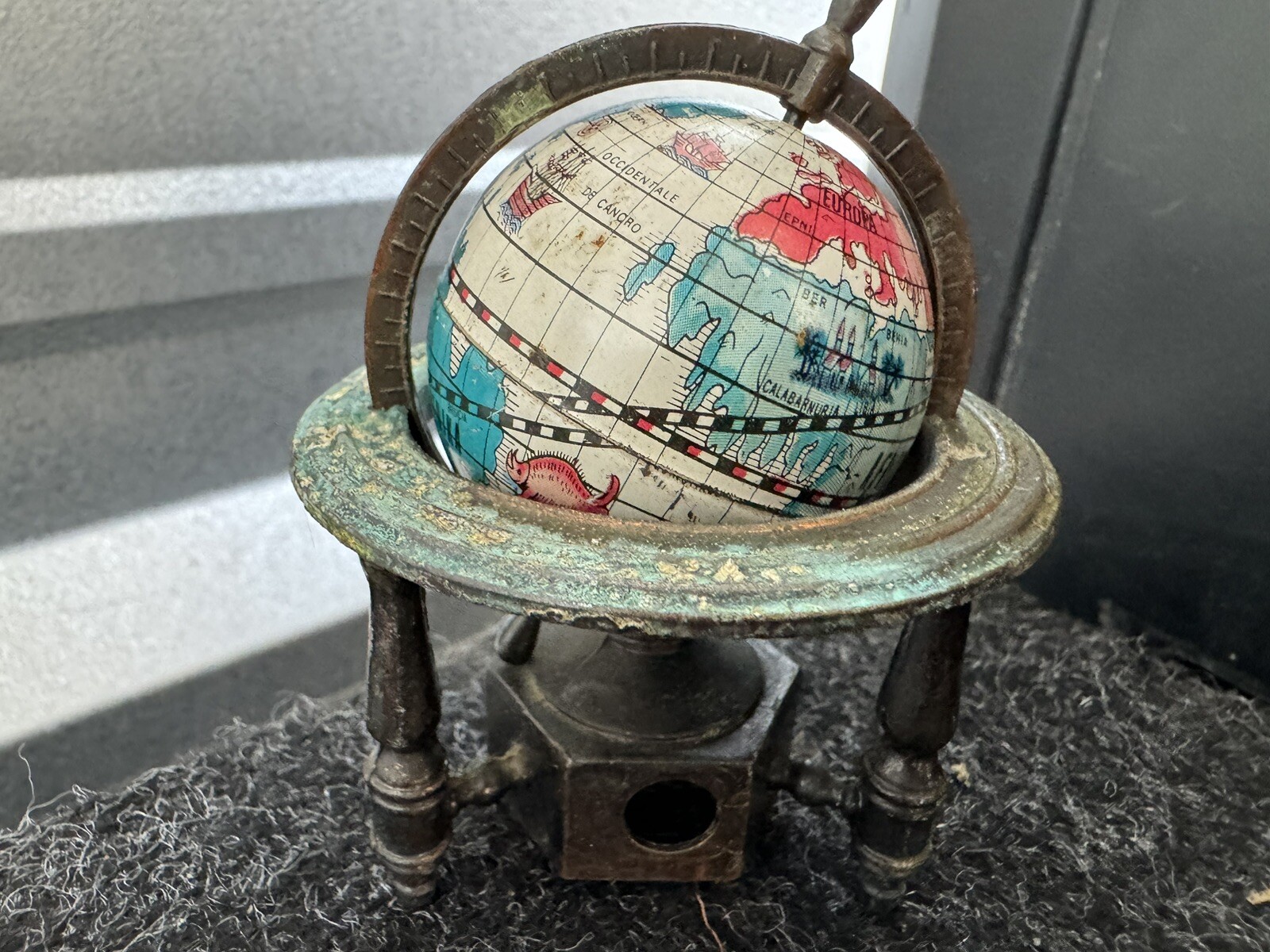Vintage Globe Pencil Sharpener~ Colorful World Map~ Copper~ Spins~ 3 1/2" Tall | eBay