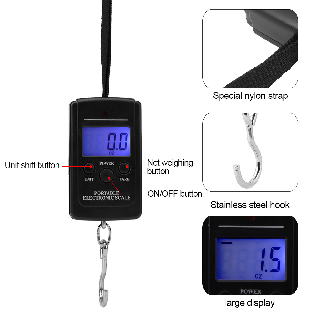 40KG Portable Digital Handy Scale Electronic Hanging Luggage Scale ...