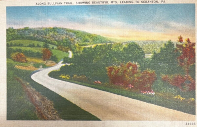 Postcard Along Sullivan Trail Showing Beautiful Mts Leading to Scranton ...