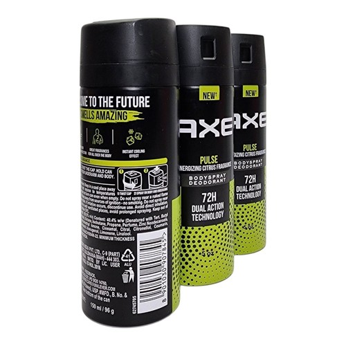 AXE 3 Pack New PULSE Deodorant Body Spray Fragrance for Men 150ml/Free ...