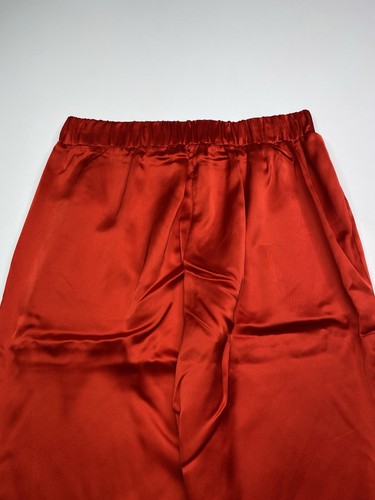 NWT Rachel Zoe Satin Wide Leg Pants Red Sz L Pull On Elastic Waist | eBay