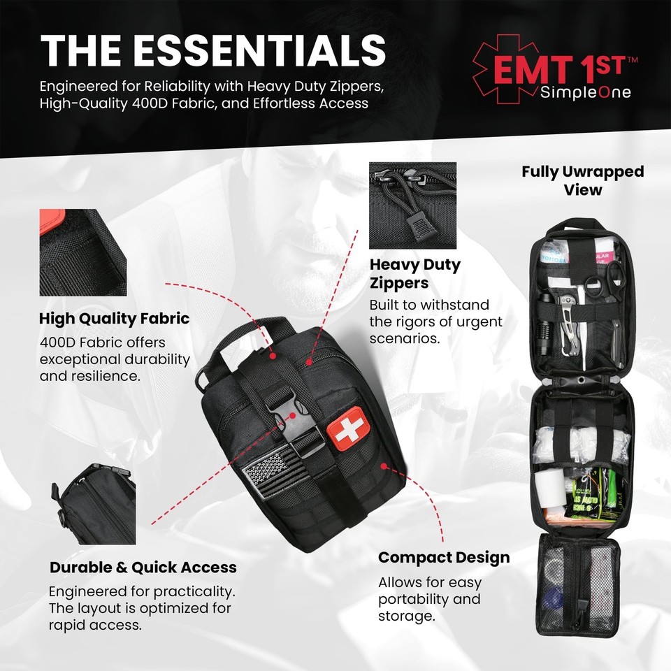 EMT 1st 250 Pcs Emergency Responder First Aid Kit with 30 Unique Items ...