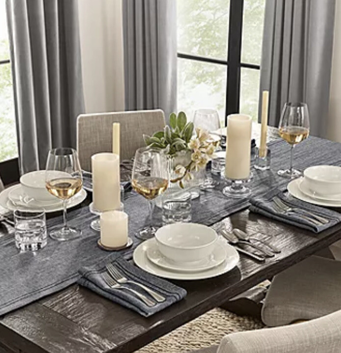 Herringbone Pattern Table Runner Farmhouse Table Runner, Polyester