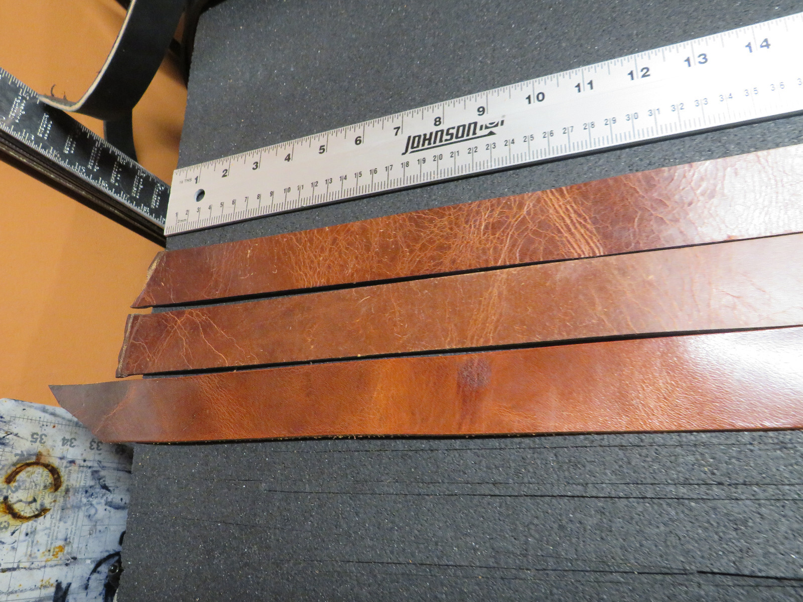 3 Leather Straps craft leather leather 1 1/2" wide veg tanned over 55 ...