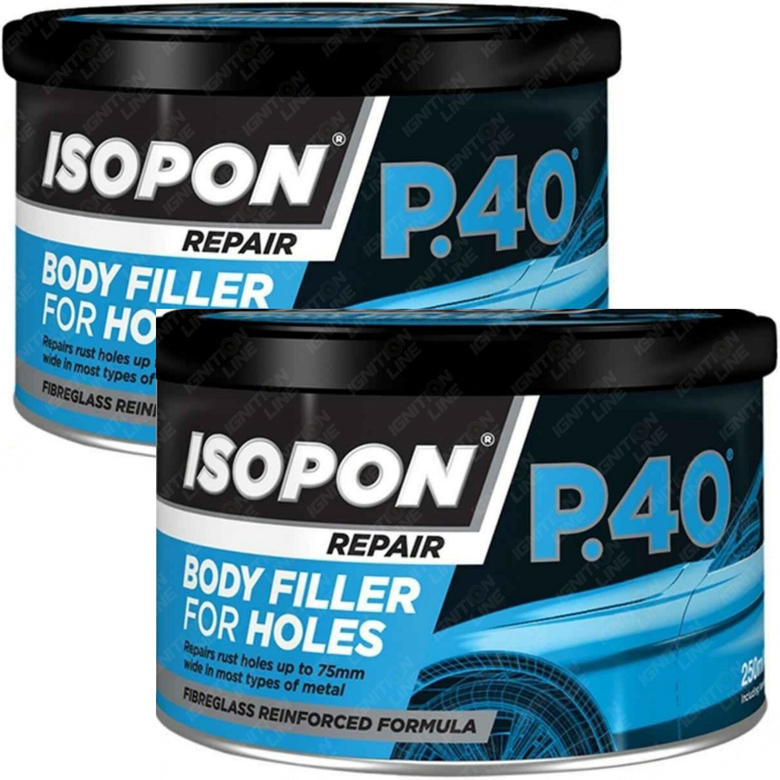 2 x Davids Isopon P40 Fibre Glass Body Filler Compound Car Repair Paste ...