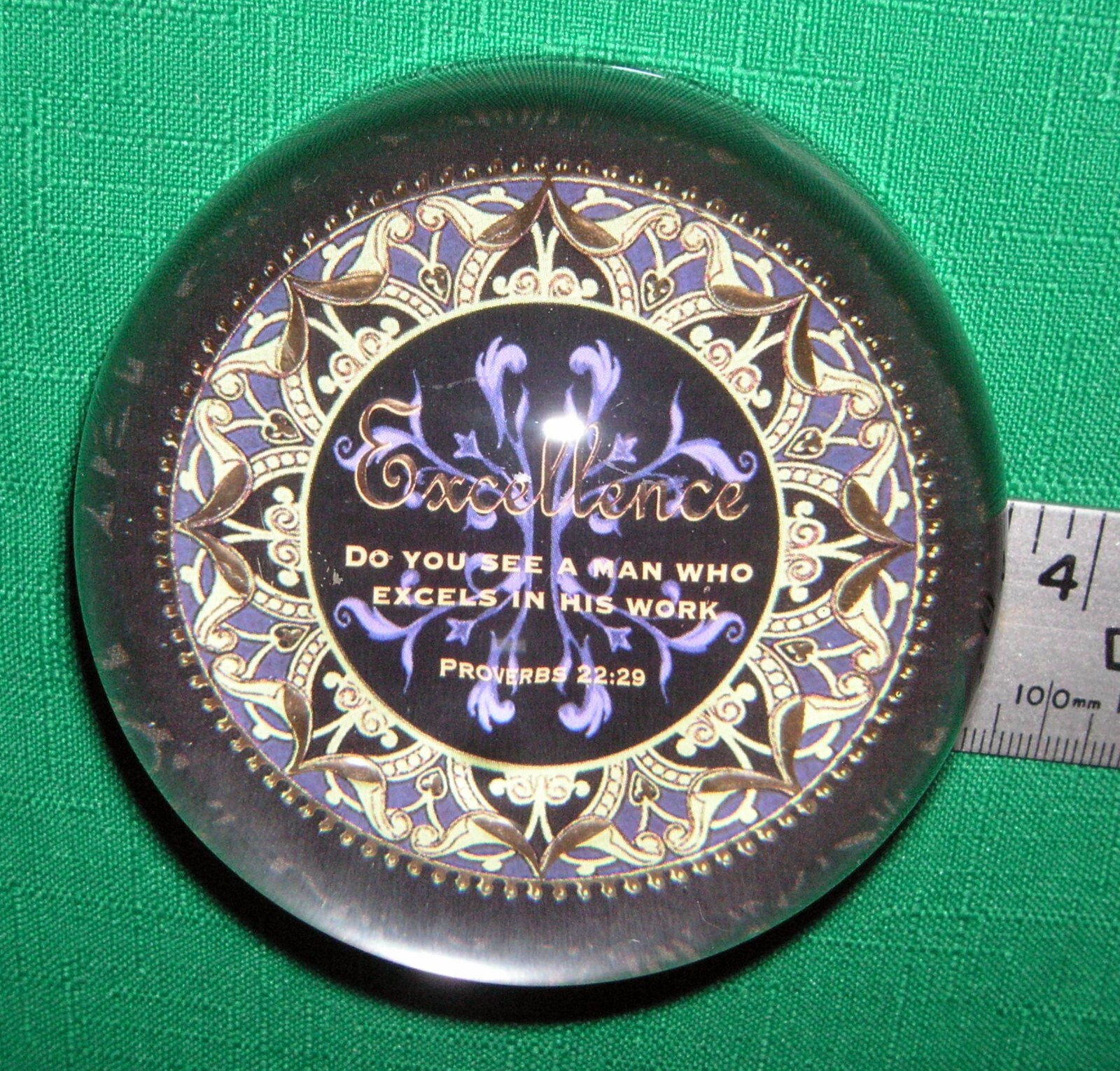 PUNCH STUDIO FRANCE Crystal Round Paperweight EXCELLENCE Proverbs 22:29 ...