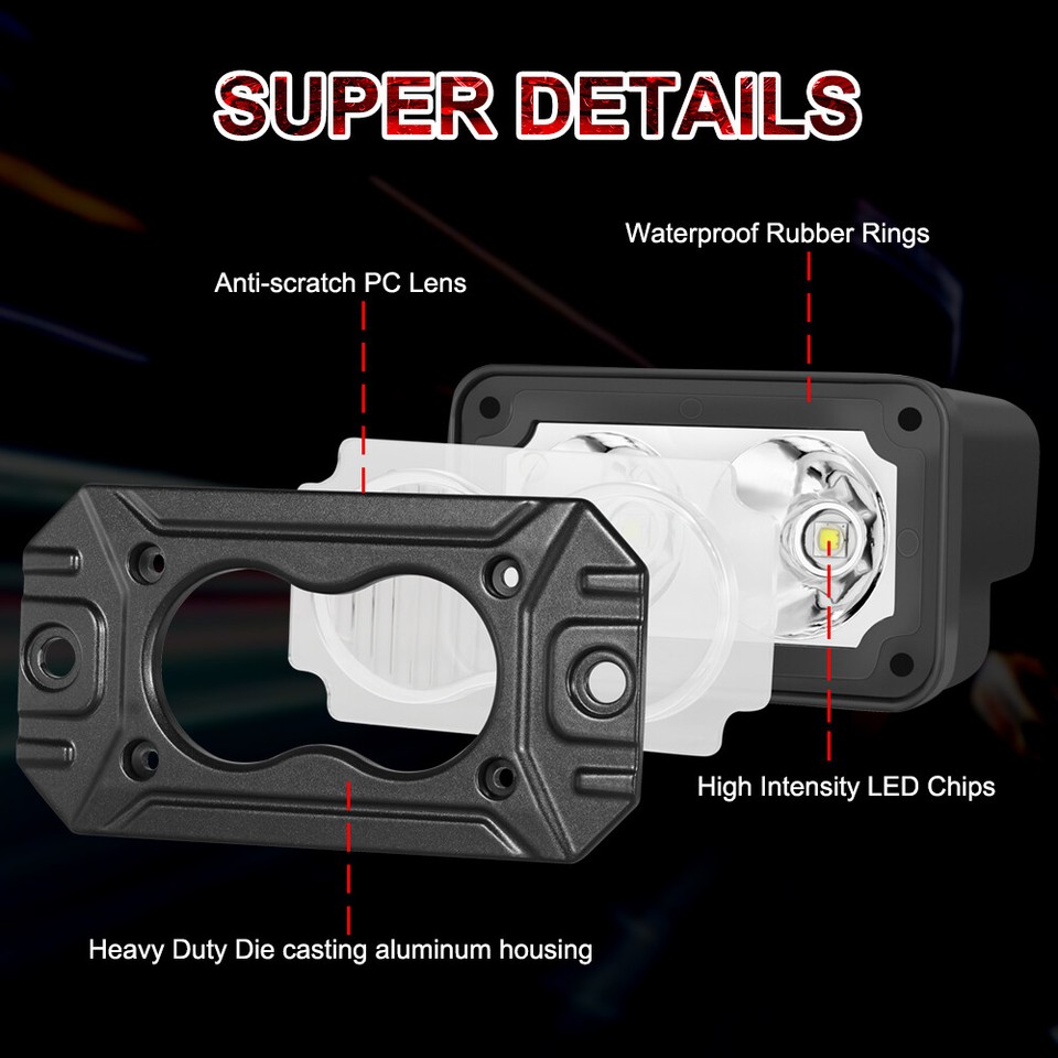 4" White Surface Flush Mount LED Lighting Kit for Front Driving/Fog ...