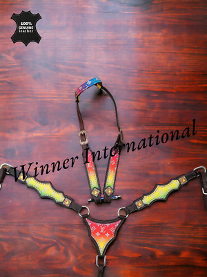 Western Horse Leather Tack Set / Red & Yellow Tack set | eBay