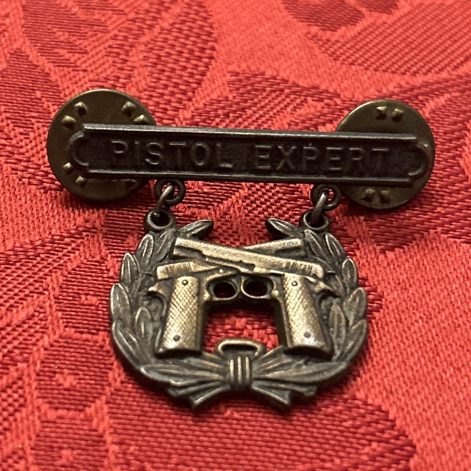 U.S. Marine Corps Pistol Expert Badge Pin Copper Bronze Color Sterling ...