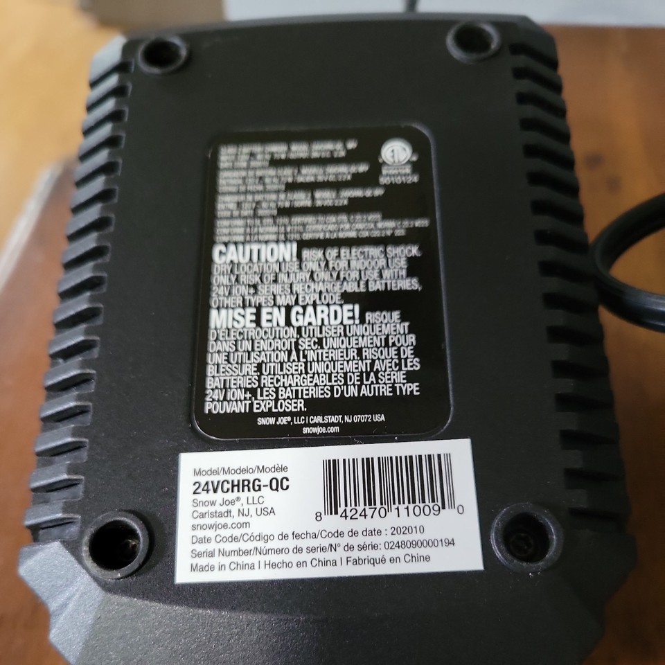 Sun Joe + Snow Joe 24V Lithium-iON Quick Charger Battery Charger | eBay