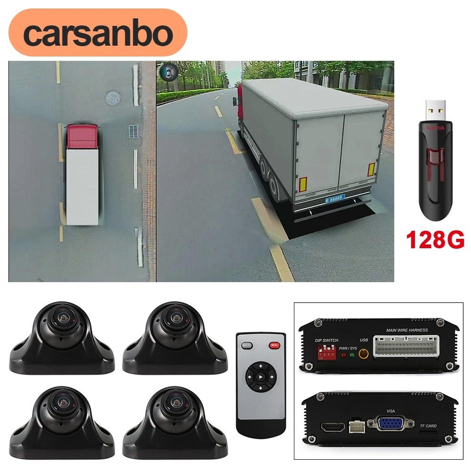 Car 360°Panoramic View System Host + 4 side Camera Night Vision Backup ...