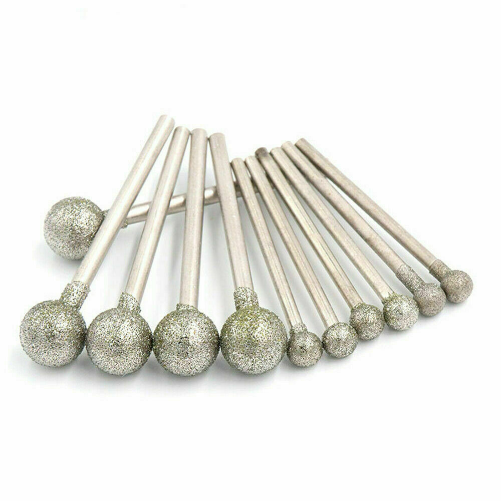 0.5 - 12mm Ball Round Diamond Burr Drill Bit 2.35/3mm Shank for Dremel ...