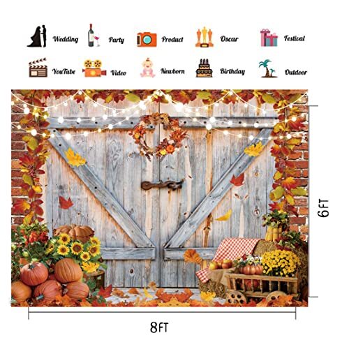 8x6ft Fall Thanksgiving Backdrop Autumn Pumpkin Harvest Barn Background ...