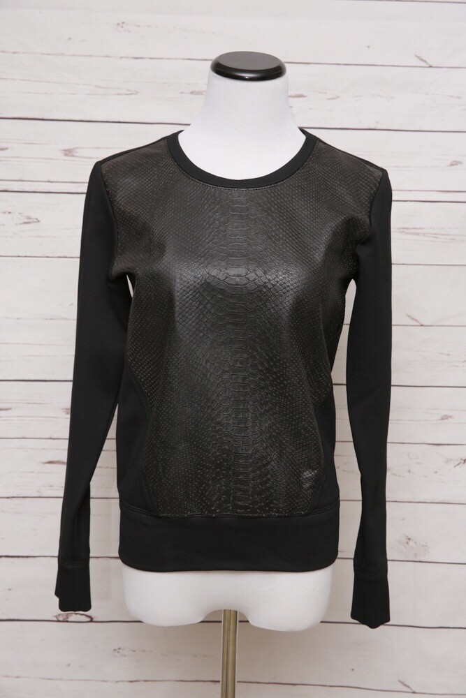 Helmut Lang ‘Motion’ Black Python Leather Pullover Sweatshirt, Petite ...