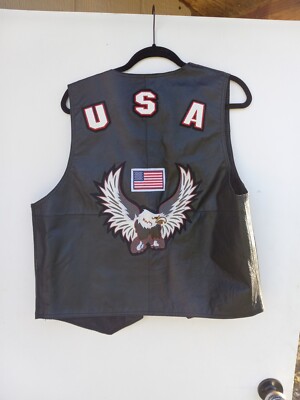 Leather USA Vest Size L | eBay