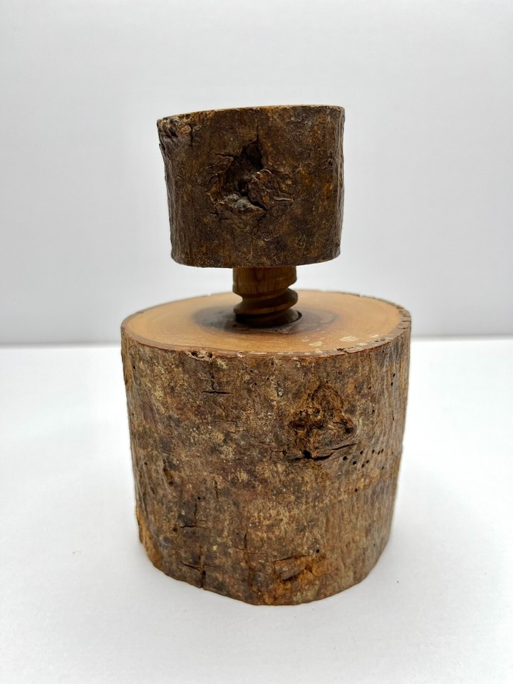 Vintage Rustic Handmade Wood Log Screw Type Nutcracker | eBay