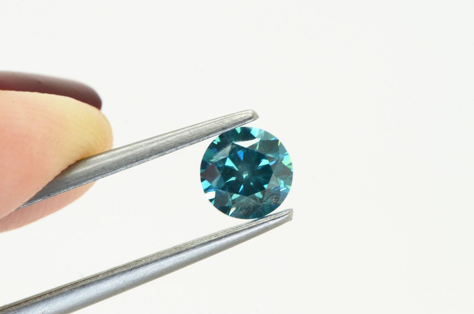 Fancy Blue Diamond Round Shape Loose SI1 Natural Enhanced Certified 0. ...