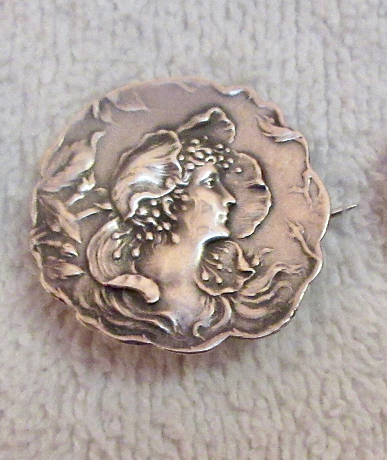 Unger Sterling Silver Art Nouveau Brooch Pin Lady Sig… - Gem