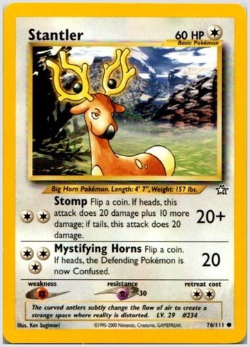 Pokemon Stantler 76/111 Base Set 2 NM Ken Sugimori 1999 | eBay