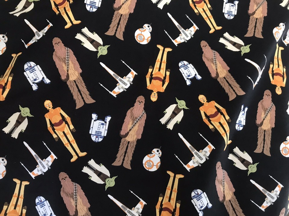 Last Piece Star Wars Playful Characters Tossed Fabric BTHY 18”x44”Yoda R2D2 C3PO | eBay