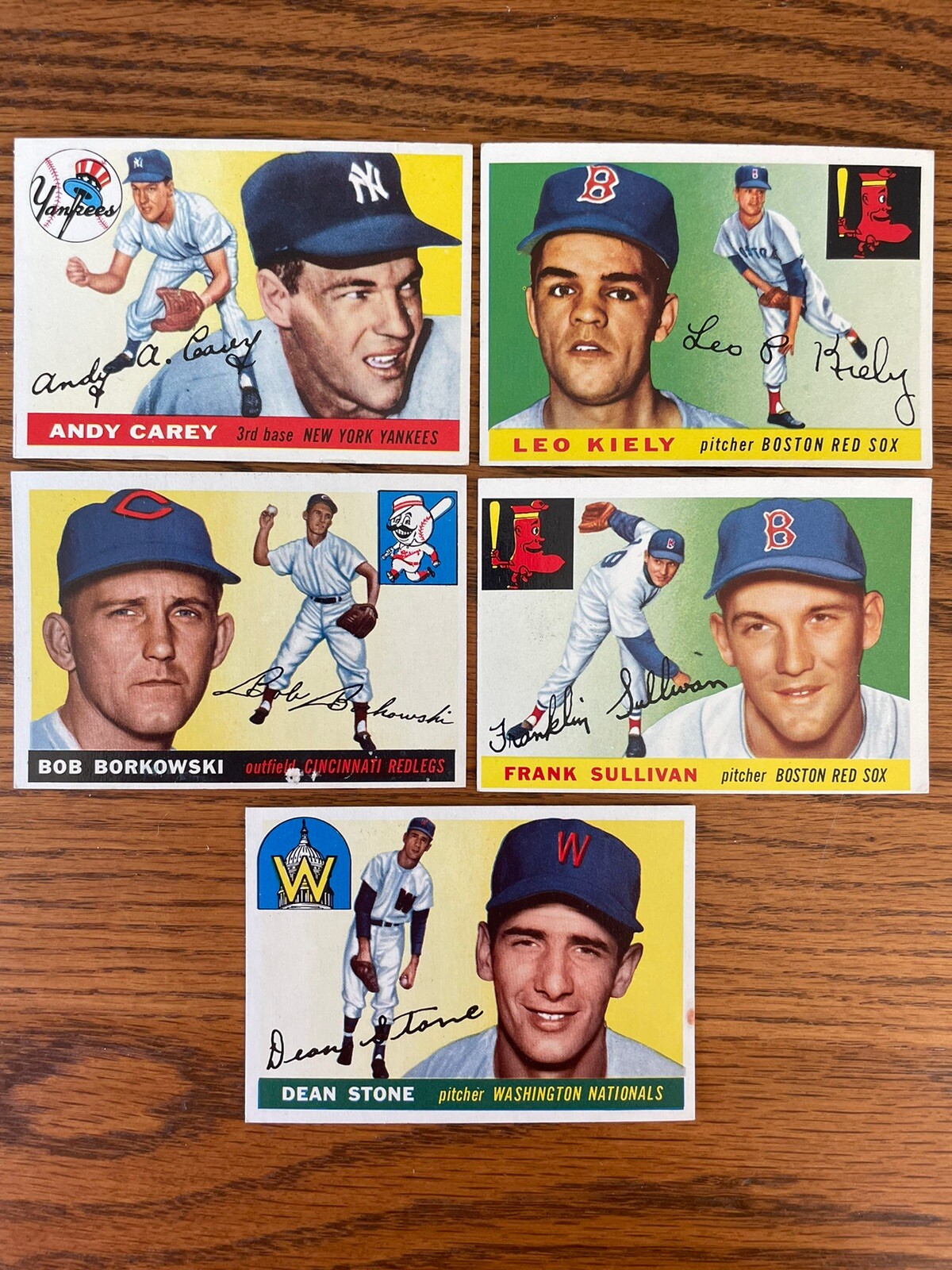 1955 Topps Baseball Card Lot Of 5 Andy Carey, Leo Kiely, Frank Sullivan ...