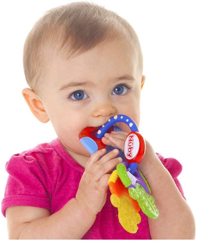 Baby Teether Keys Ice Gel Teething Ring Toys Soothing Toddler Bite Cool ...